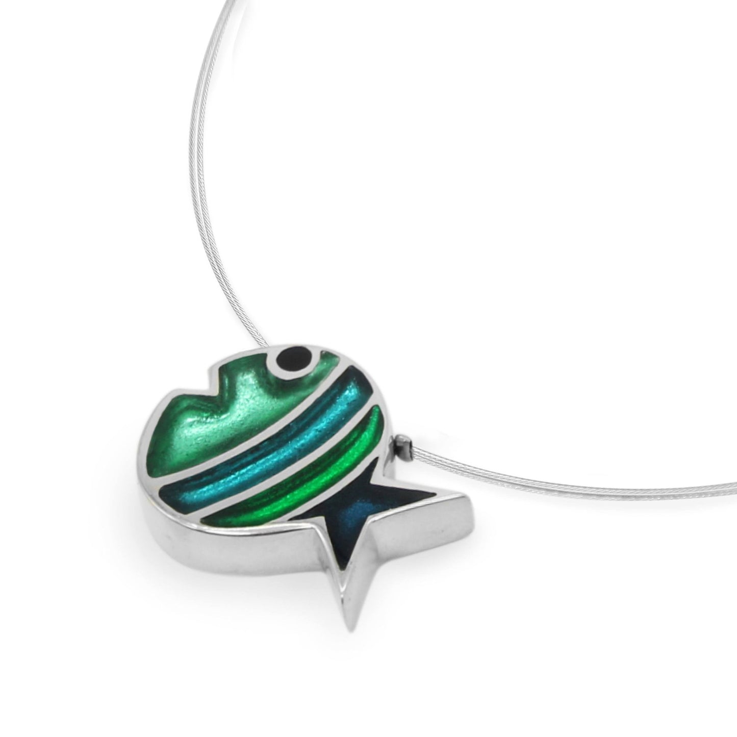 Verdigris Bubble Fish Stripe Shiny Pendant – The Jewellery Stop